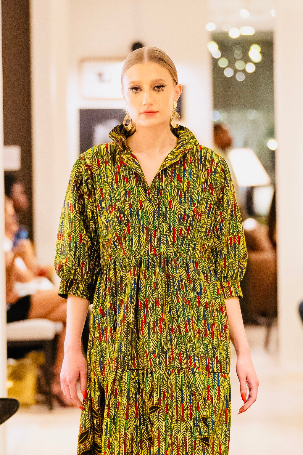 Archive Sale! Bold Leaf Print Maxi Dress with Tiered Skirt Archive Sale! Bold Leaf Print Maxi Dress with Tiered Skirt